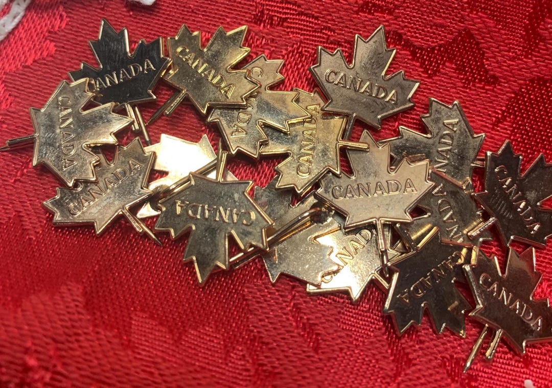 Gold Tone Metal Single Maple Leaf Pins / Patriotic Small Canadian Pins ...