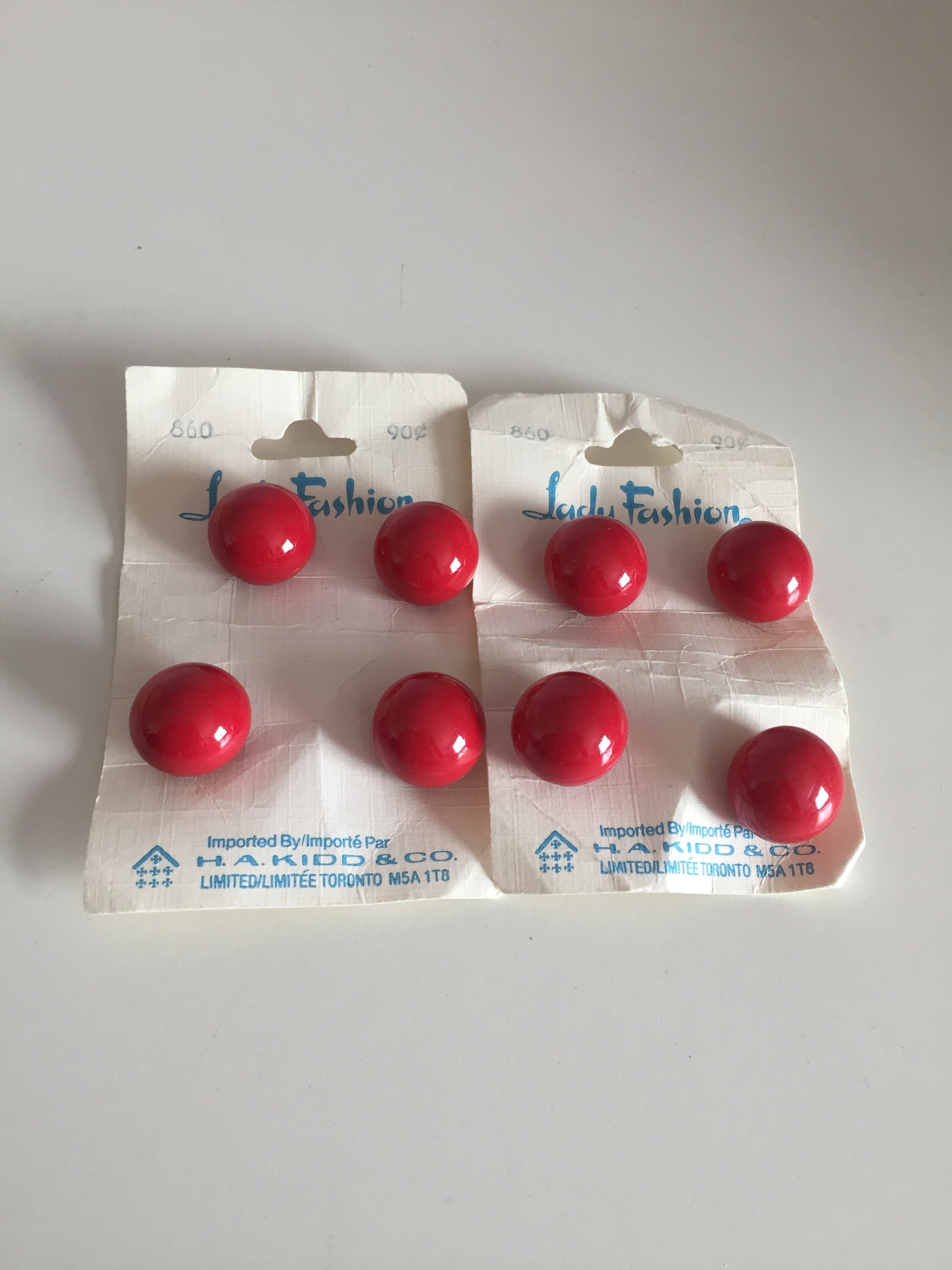 Vintage Cherry Red Small Round Glossy Sewing Buttons/ Dark Red Round ...