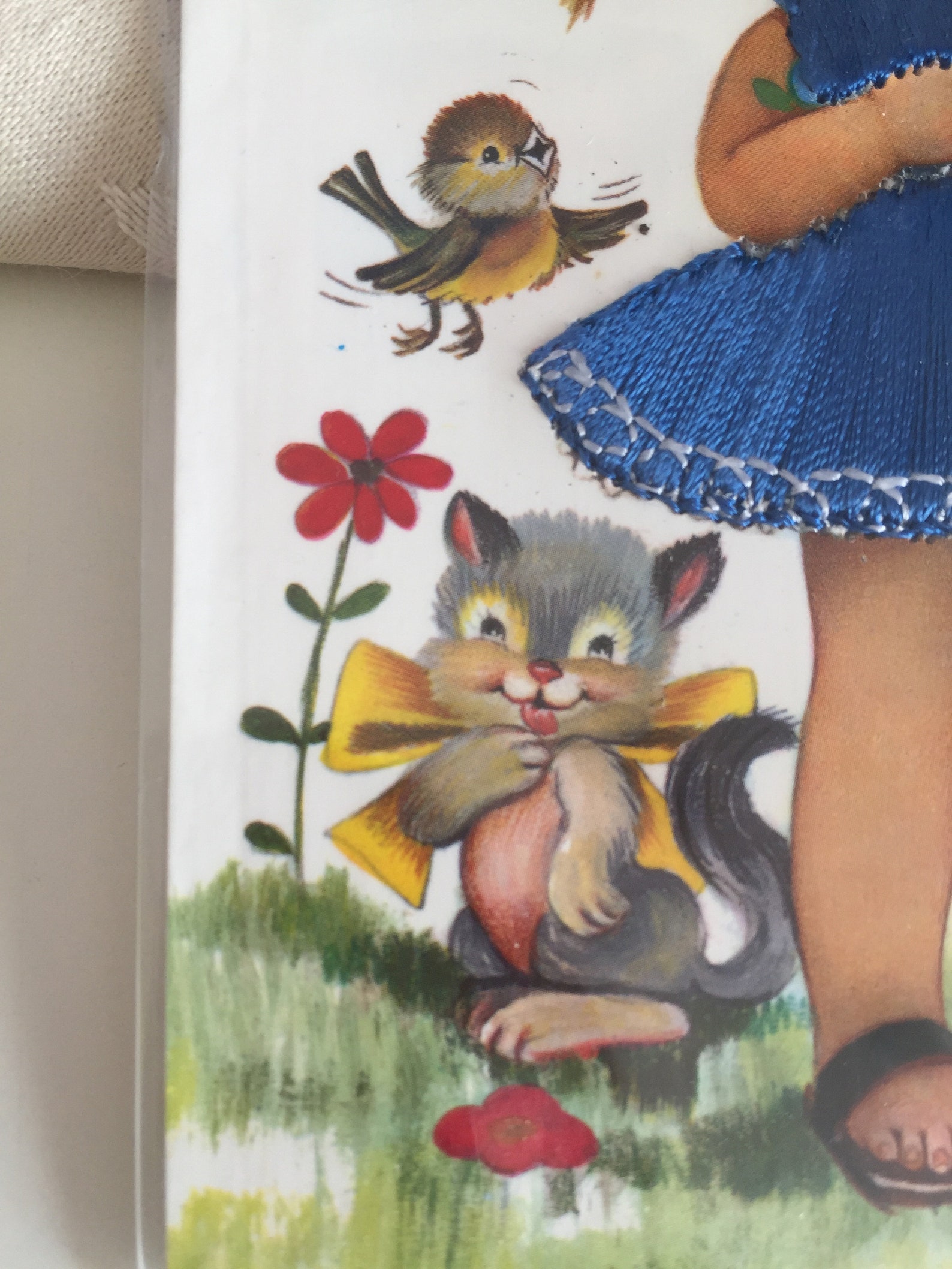 Vintage Single Silk Embroidered Postcard/ Girl With Flowers in Dress ...