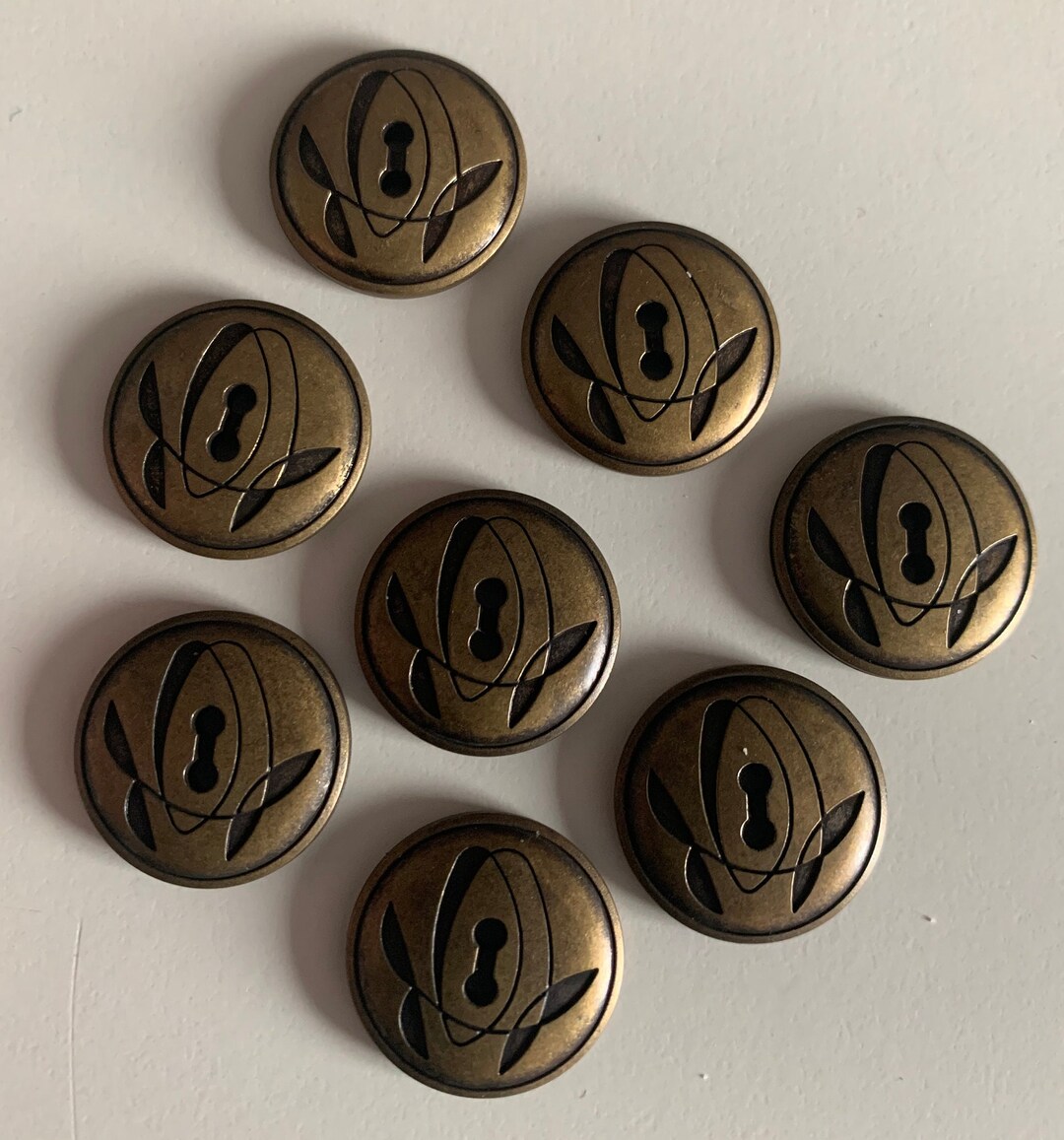 Round Retro Bronze Color Button / Art Deco Style Sewing Buttons /2 Hole ...