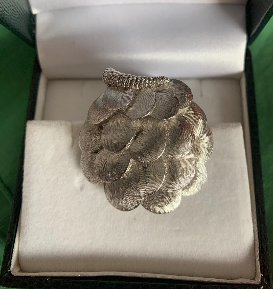 Vintage Boucher Pinecone Brooch: 3D Brushed Silver Tone Designer ...