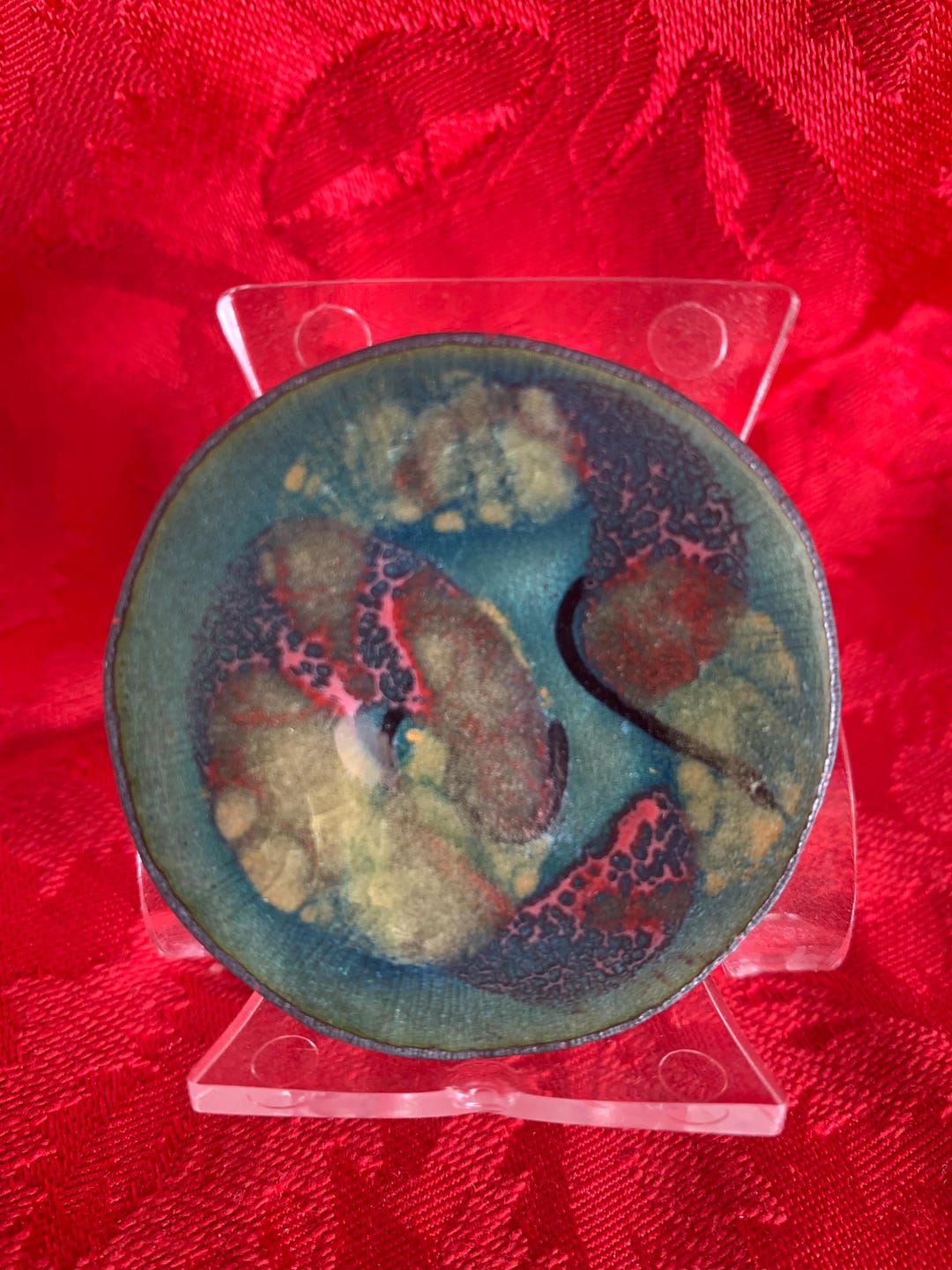 Large Round Enamel Multi-colored Green/red/gold/yellow/ Brooch/fall ...