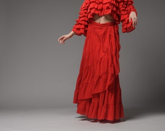 Red Gypsy Skirt - Etsy
