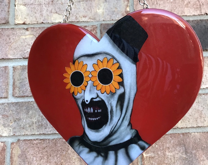 Terrifier art the Clown With Sunglasses Heart Wood Hanger - Etsy