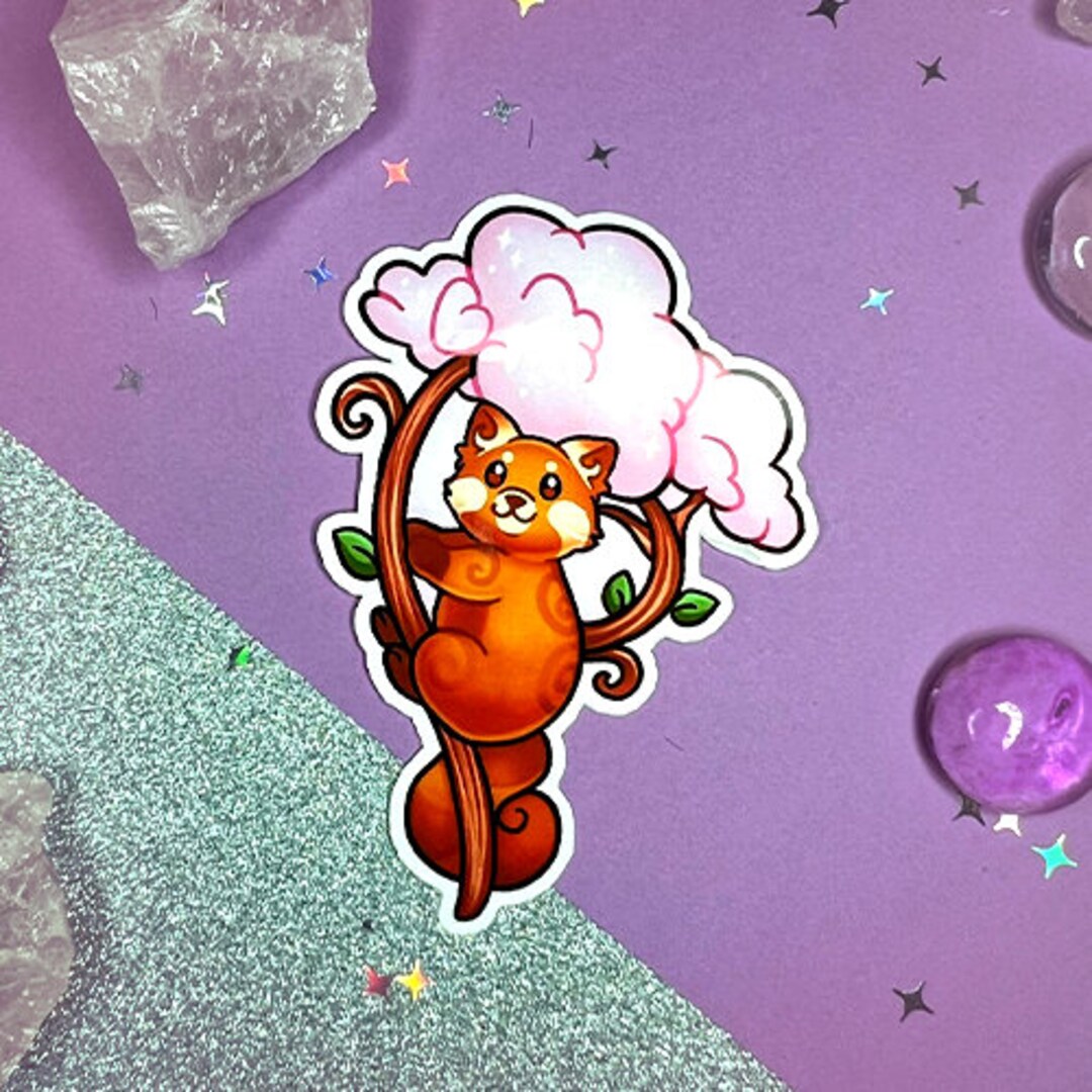 Magical Red Panda Tree Glossy Die Cut Sticker - Etsy