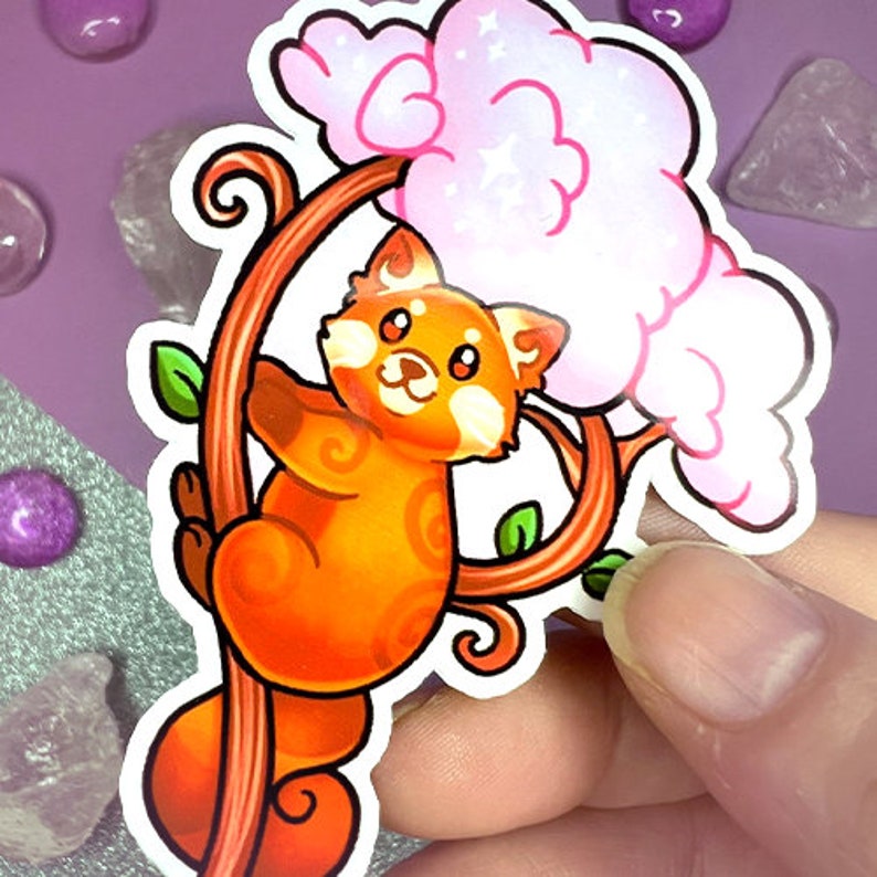 Magical Red Panda Tree Glossy Die Cut Sticker - Etsy