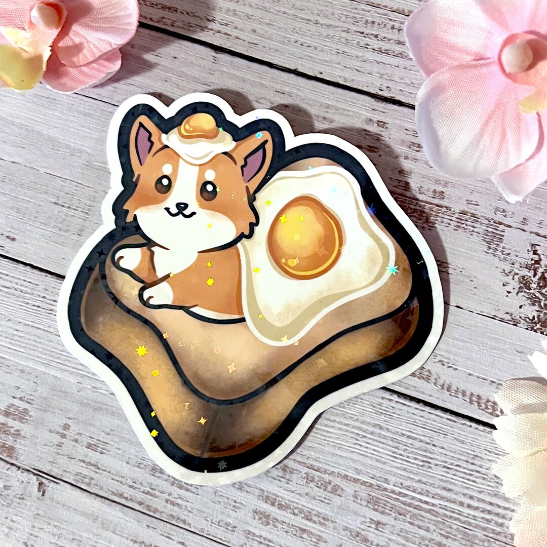 Corgi Egg Sandwich Die Cut Sticker With Star Pattern - Etsy
