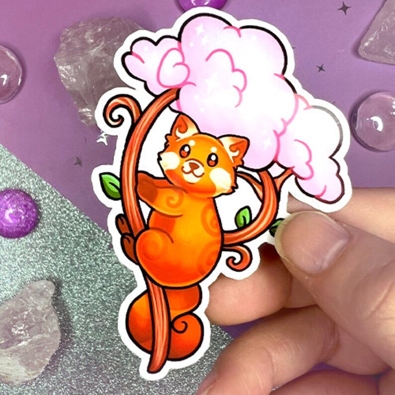 Magical Red Panda Tree Glossy Die Cut Sticker - Etsy