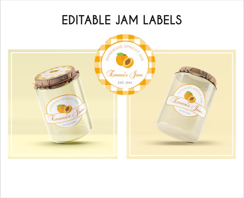 Editable Colorful Apricot Jam Label Template. Home Canning Packaging ...