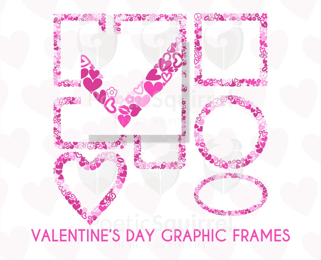 Valentine's Day Frames SVG Clip Art. Love Framing Graphic - Etsy