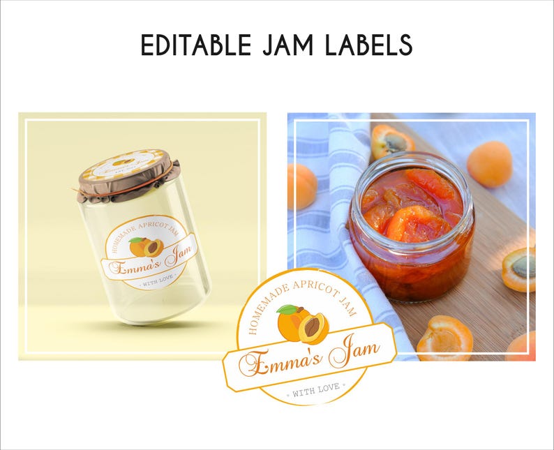 Editable Colorful Apricot Jam Label Template. Home Canning Packaging ...