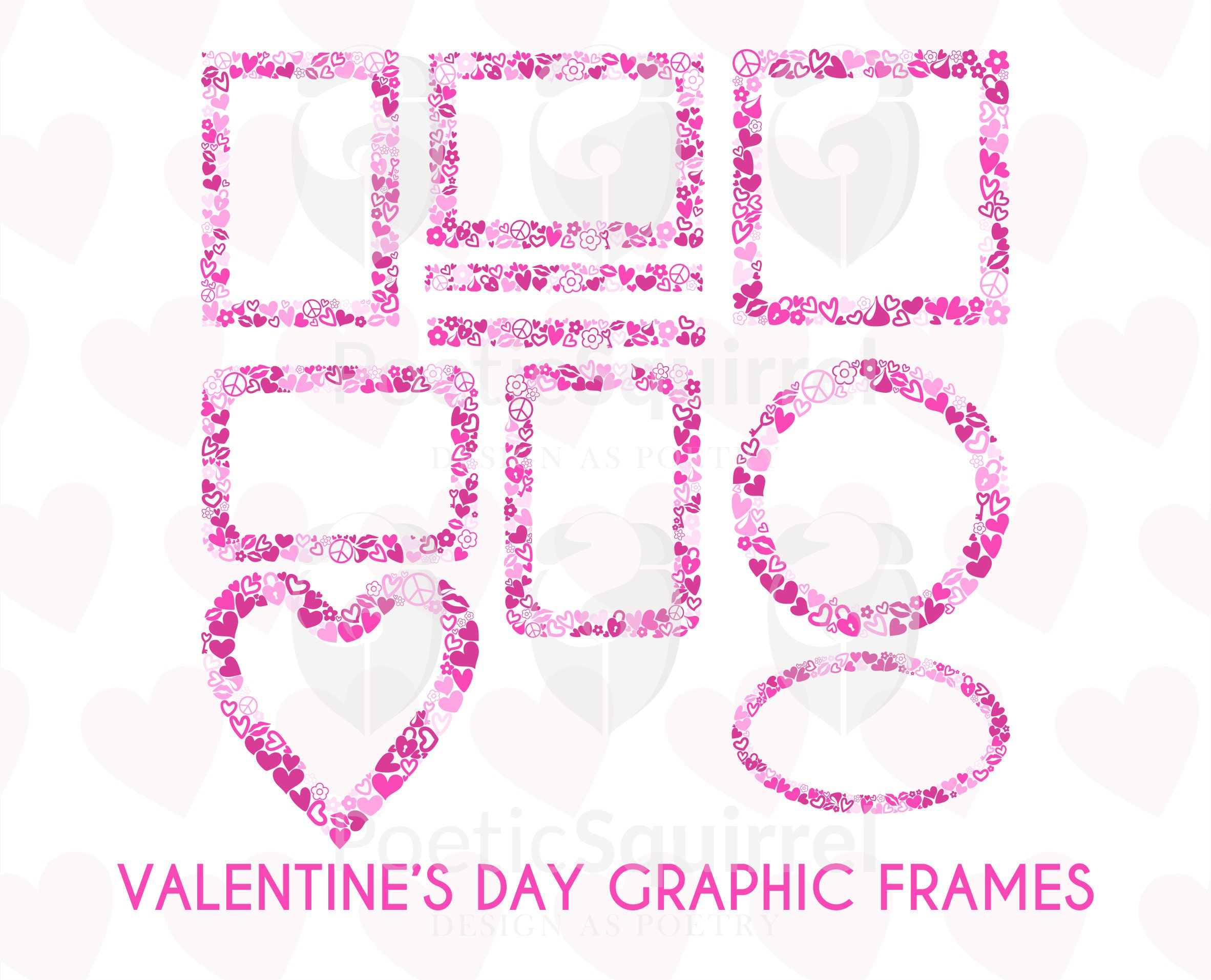 Valentine's Day Frames SVG Clip Art. Love Framing Graphic - Etsy