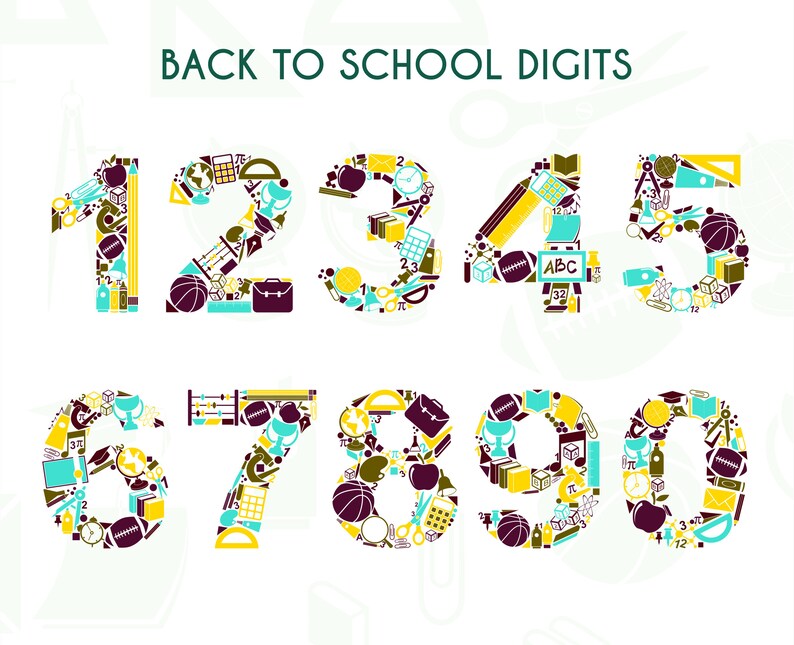 Kindergarten Birthday Numbers SVG. Homeschooling PNG Digits Sublimation ...