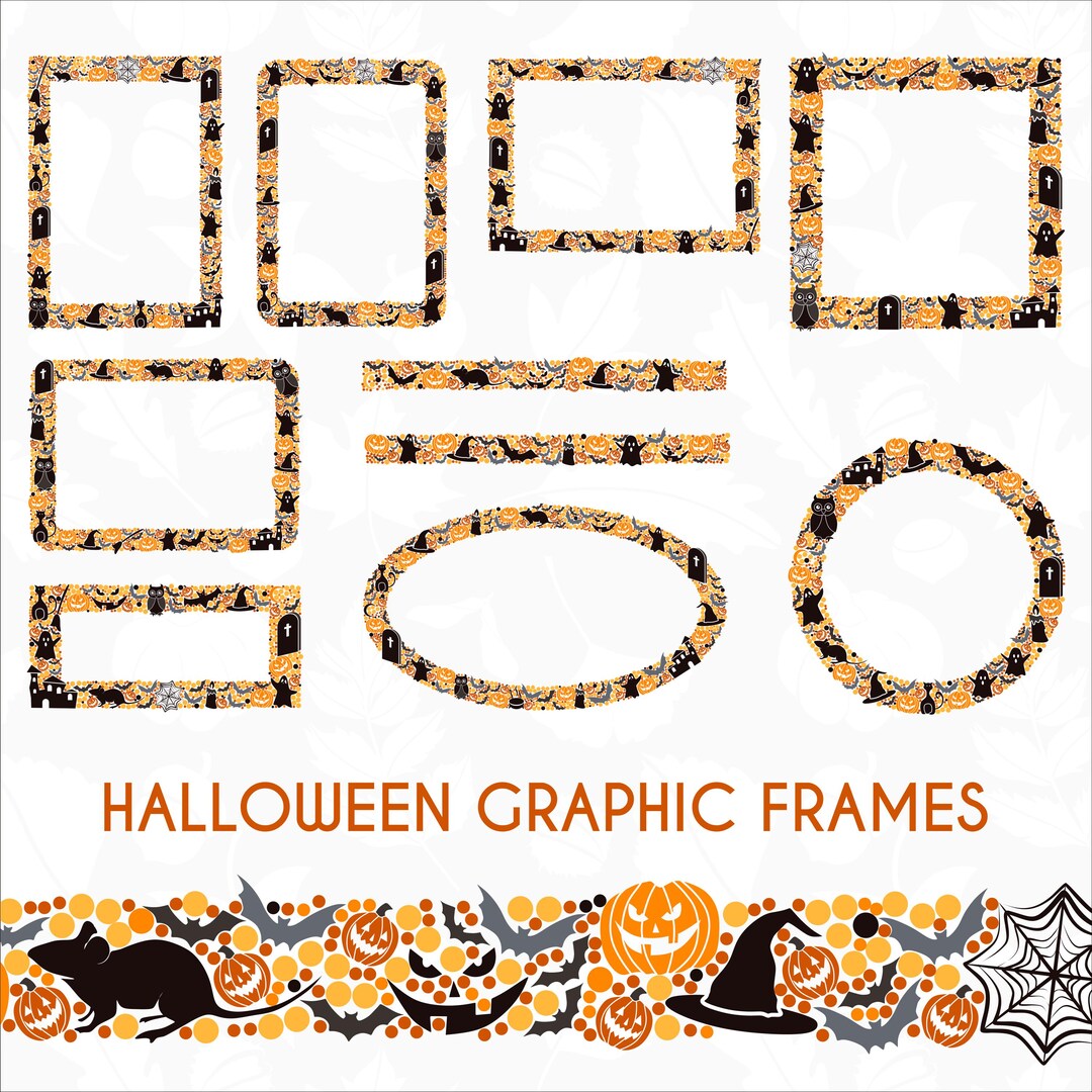 Halloween Spooky SVG Frames. Holiday Horror Graphic Rectangle PNG ...