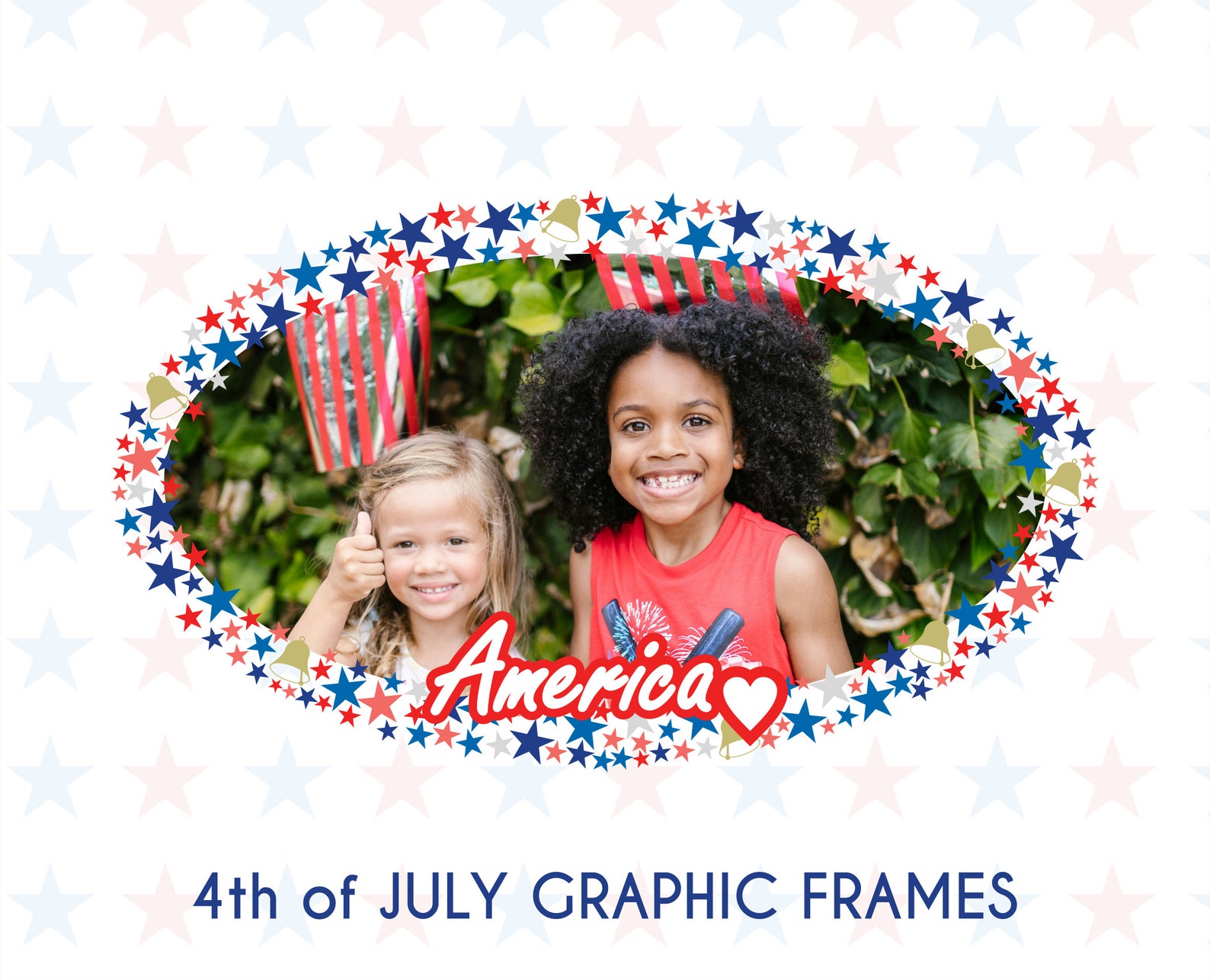 Independence Day Red and Blue Graphic Frame Elements. Unique 4th of ...