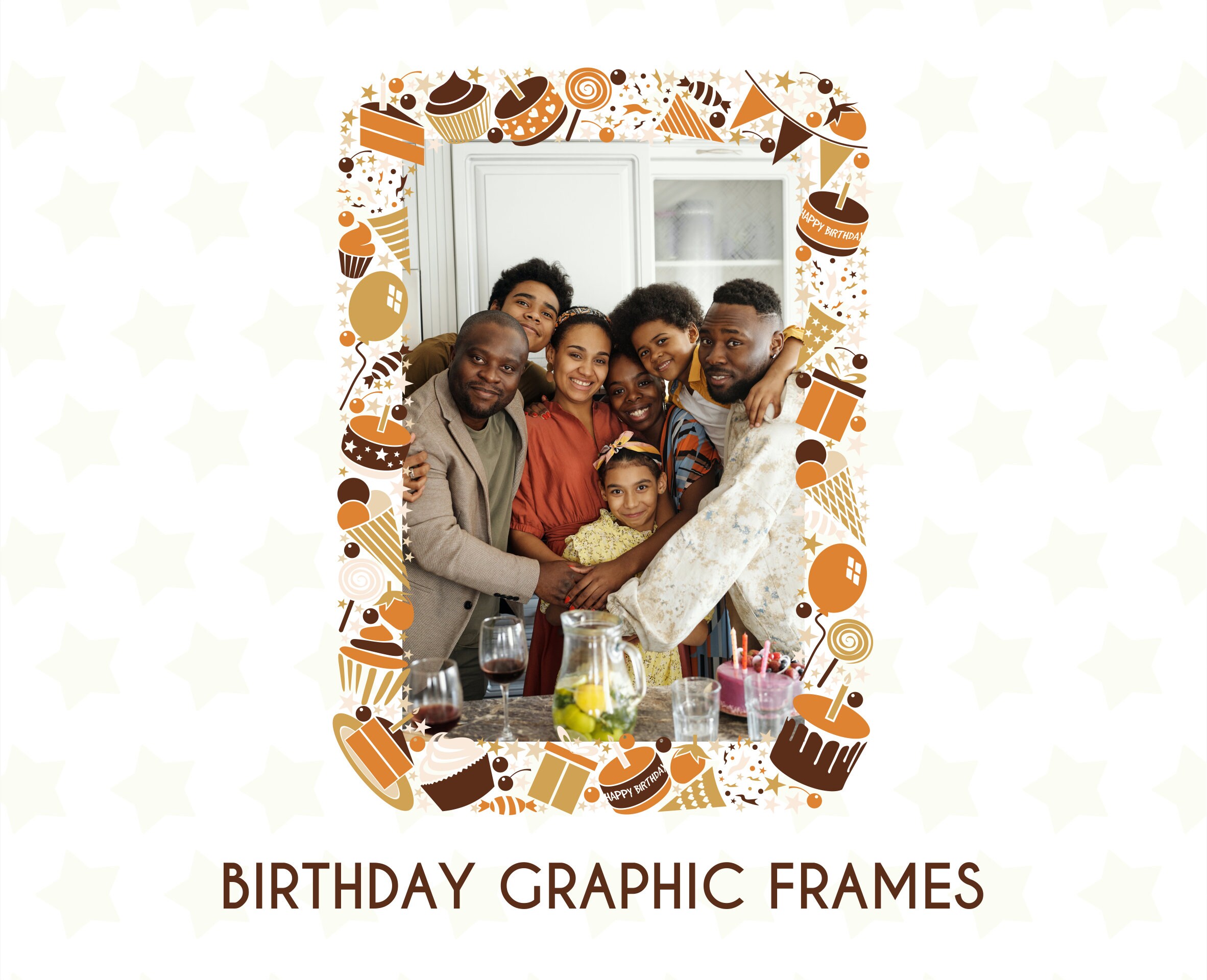 Birthday Colorful PNG and SVG Frames. Birthday Digital Frame Art ...