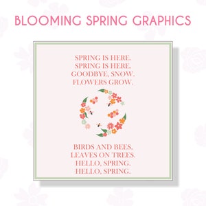 Spring Elements Clipart. Flowers, Bees, and Butterflies Graphic Circles ...