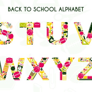 Festive School Digital Letters. Colorful Learning PNG A to Z ...