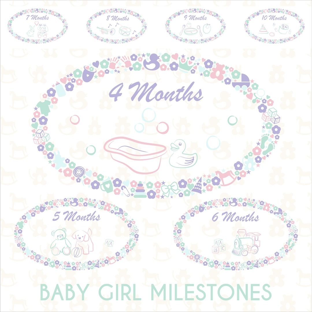 Printable Monthly Baby Girl Milestone Stickers. Unique 1-12 Months ...