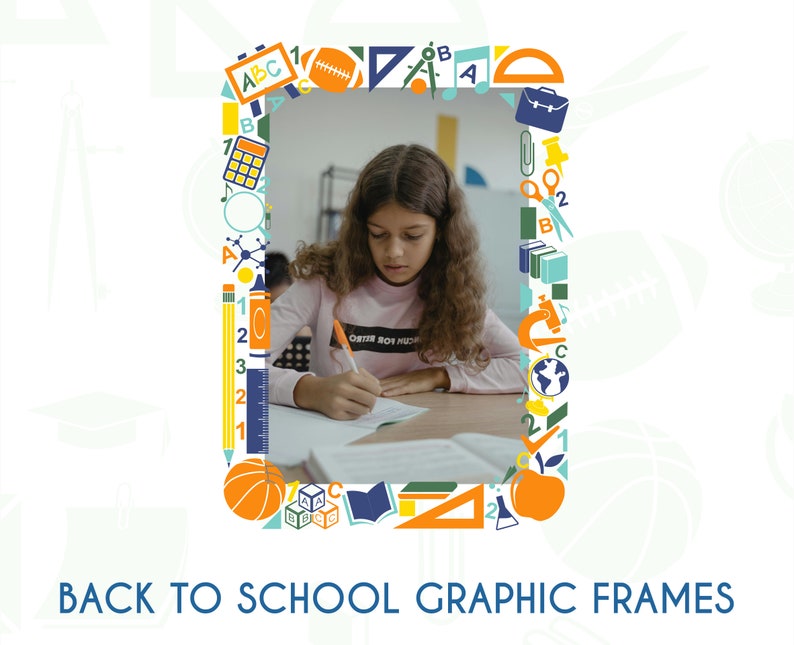 Kindergarten Teacher Digital Frames. Colorful School Graphic Elements ...