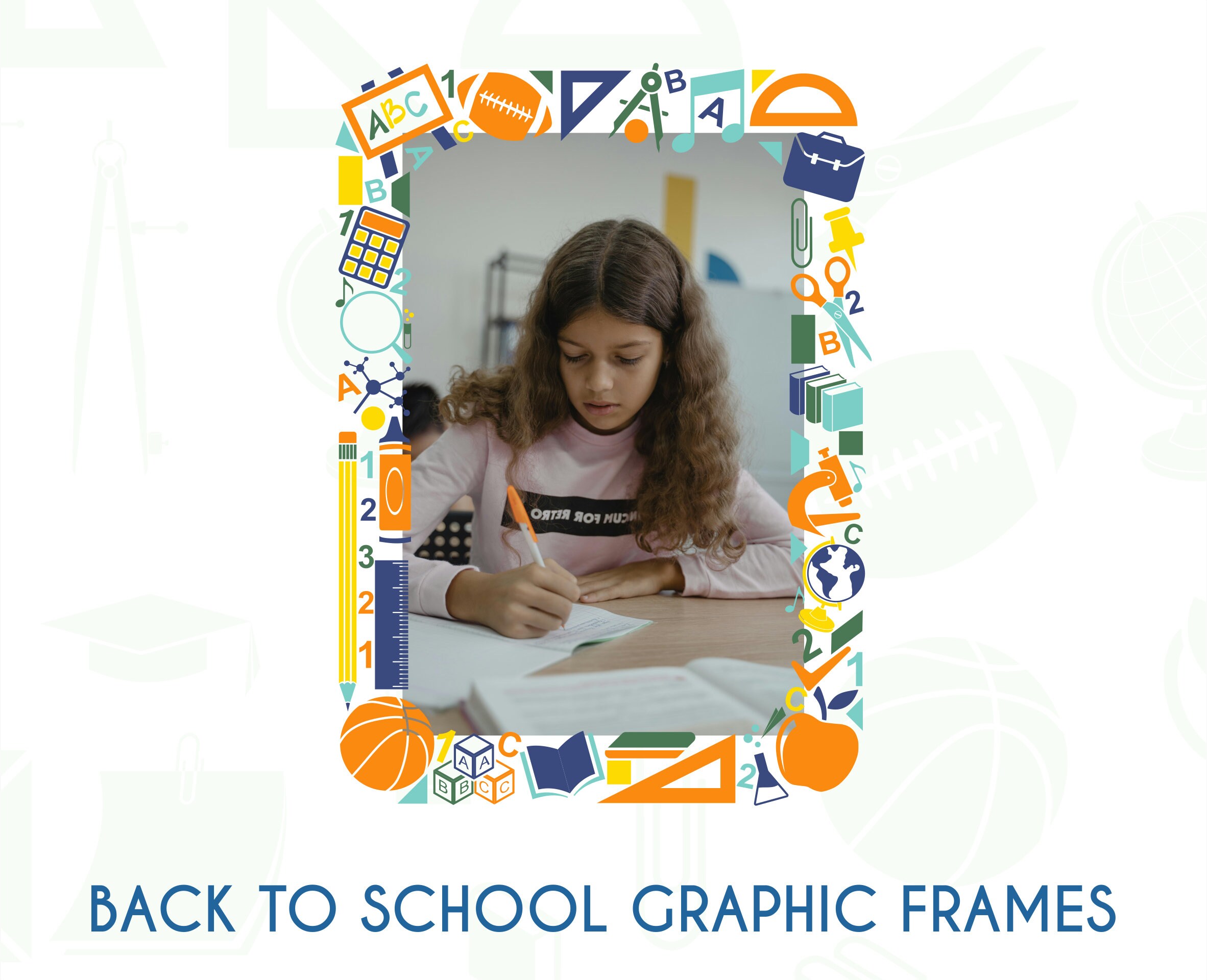 Kindergarten Teacher Digital Frames. Colorful School Graphic Elements ...