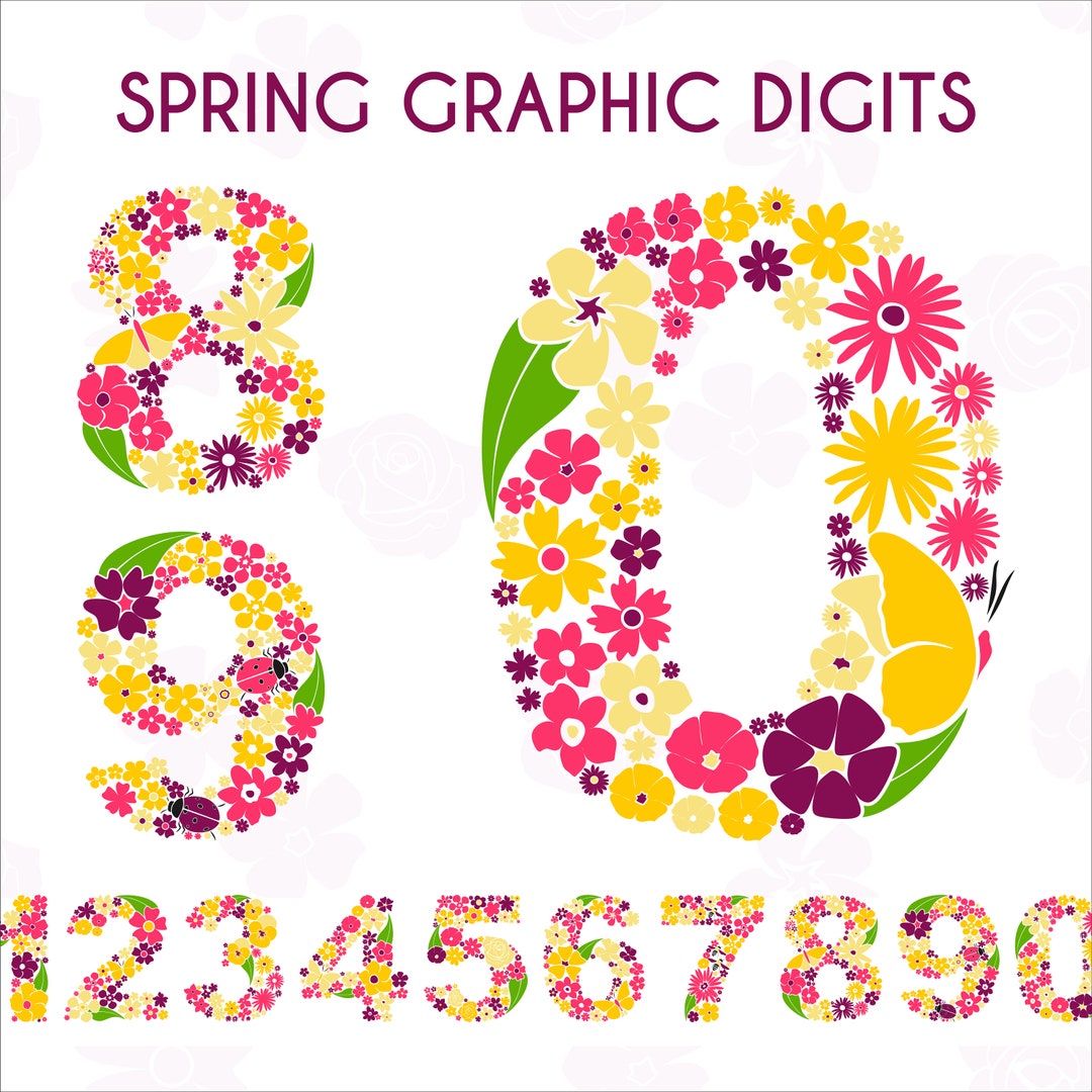 Spring Birthday Numbers SVG. Floral PNG Digits Sublimation. Flower ...
