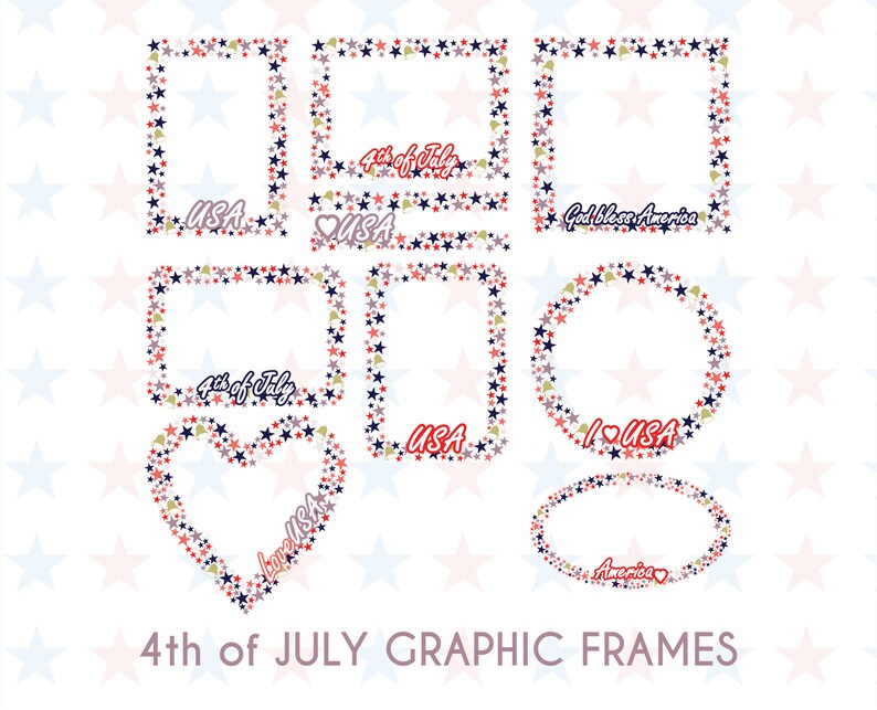 Independence Day Red and Blue Graphic Frame Elements. Unique 4th of ...