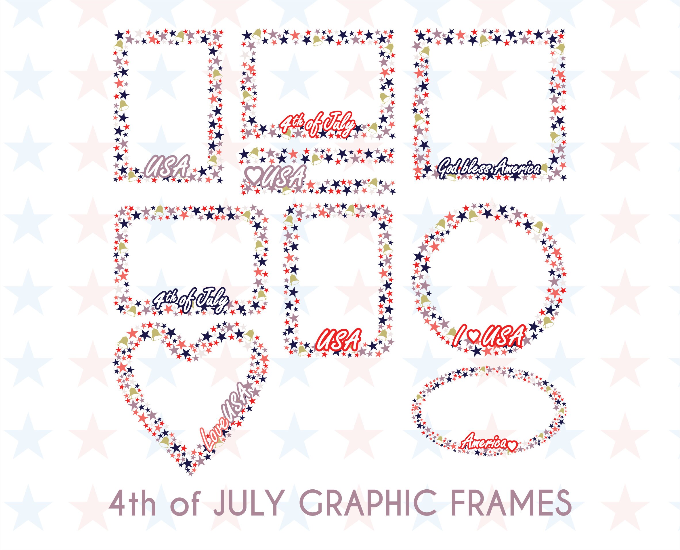 Independence Day Red and Blue Graphic Frame Elements. Unique 4th of ...