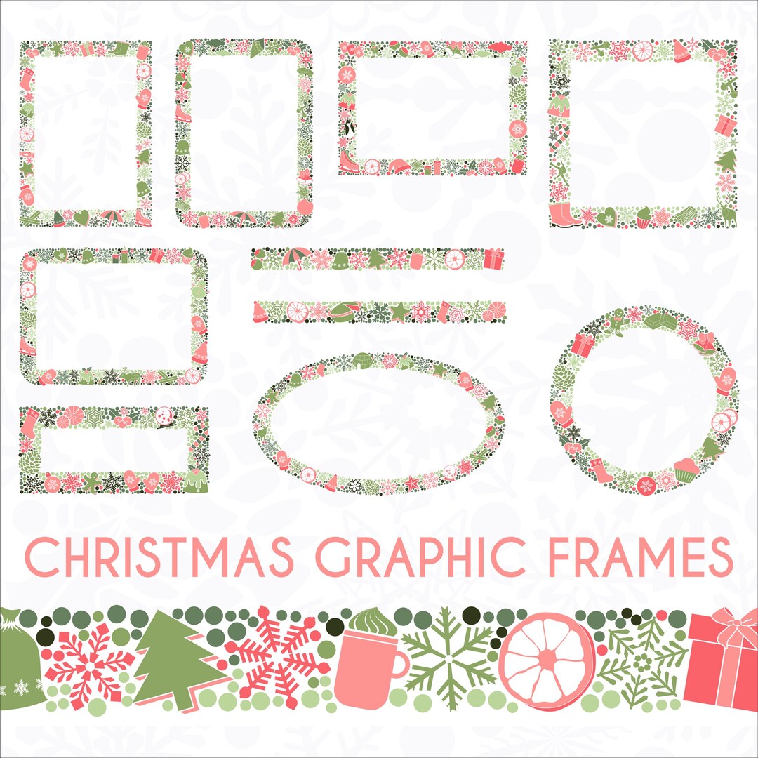Delightful Digital Frames for Christmas. Holiday Colorful Frames With ...