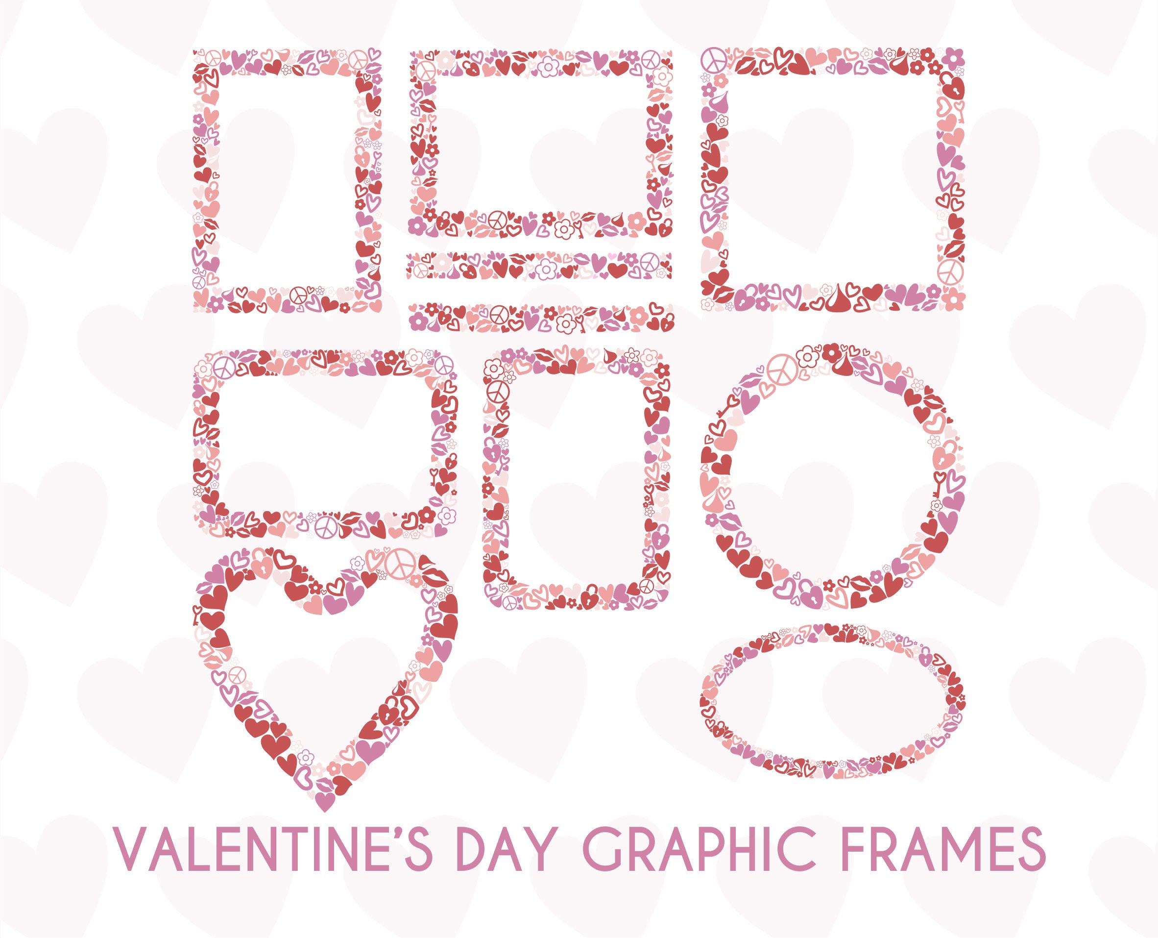 Round Red Hearts Frame PNG Clipart. Colorful Square Valentine's Frames ...