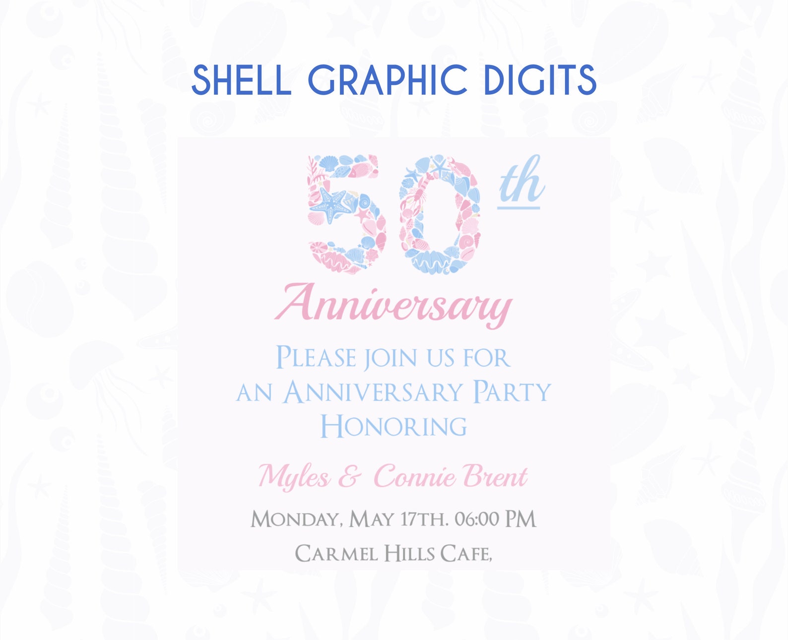 Boy's Blue Ocean Digital Numbers. Summer 0-9 Digits With Shells and Sea ...