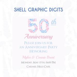 Boy's Blue Ocean Digital Numbers. Summer 0-9 Digits With Shells and Sea ...