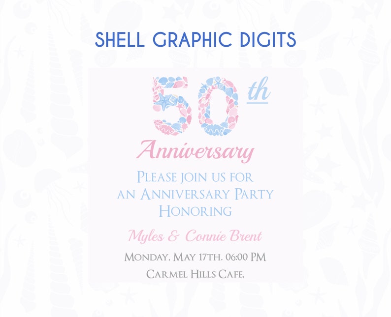 Boy's Blue Ocean Digital Numbers. Summer 0-9 Digits With Shells and Sea ...