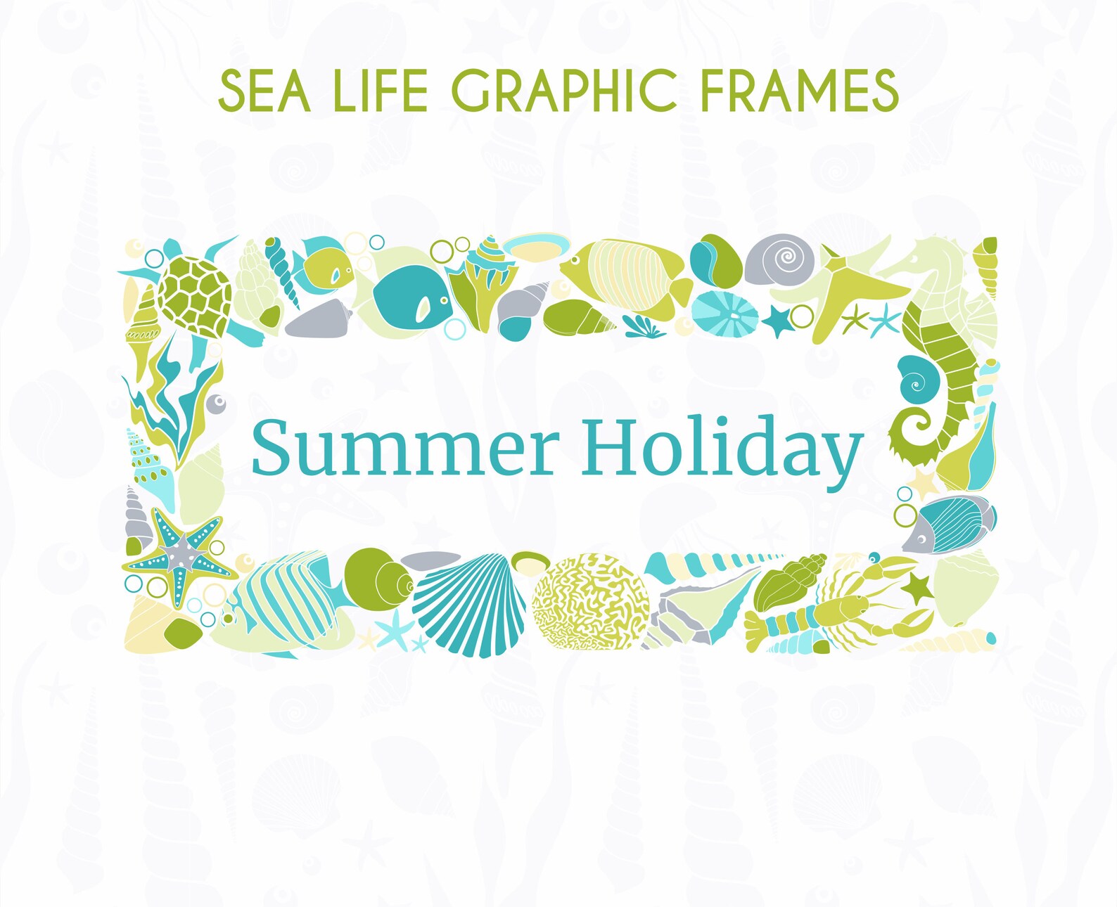 Digital Sea Shells PNG Frames. Ocean Graphic Rectangle and Oval SVG ...