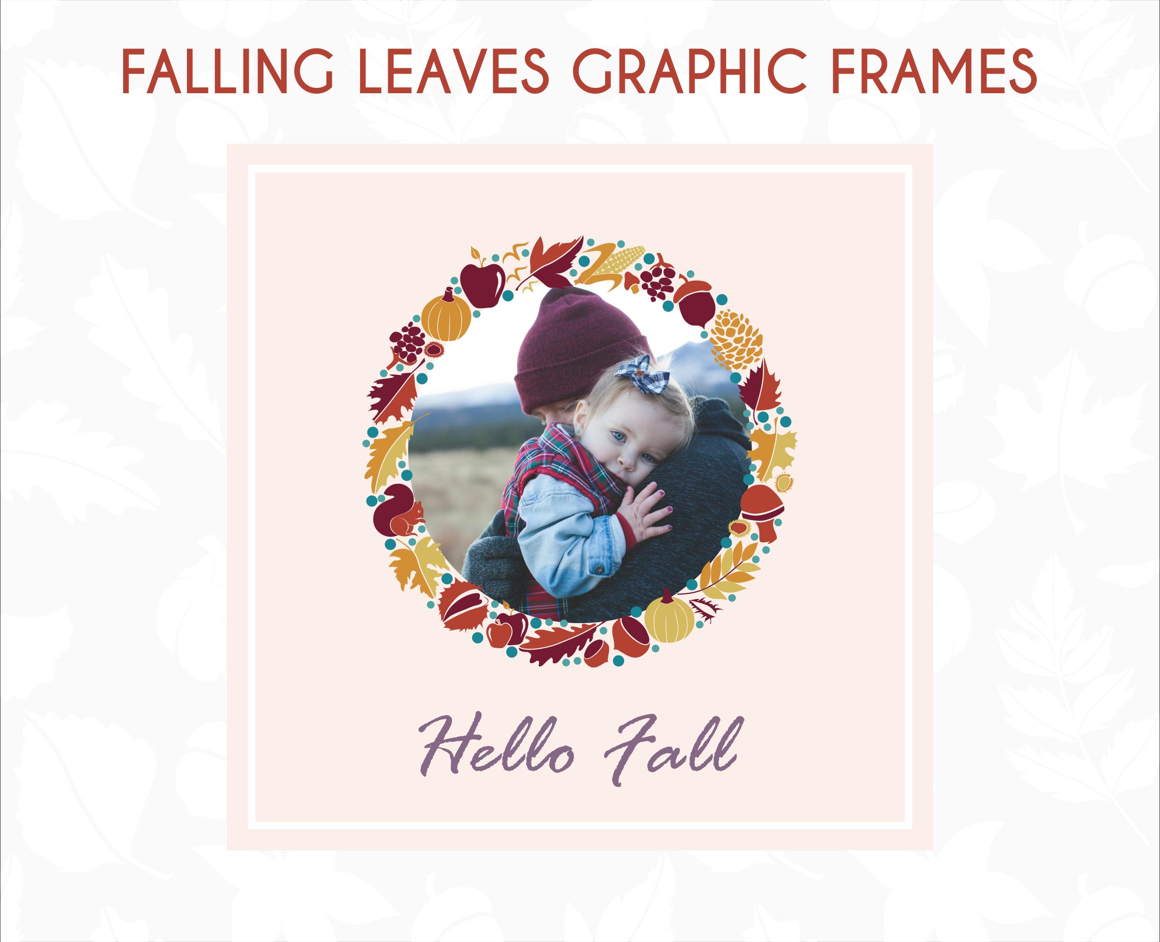 Fall Frame Leaves SVG Clip Art. Autumn Framing Graphic Elements PNG ...