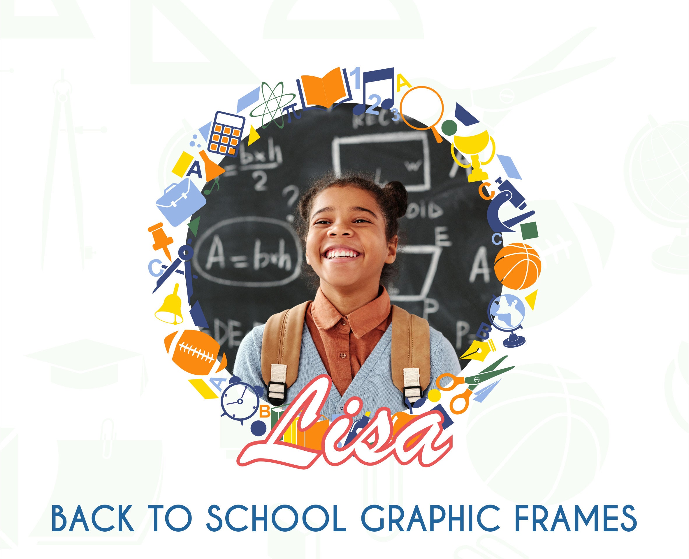 Digital SVG Frames Consist of Many Colorful Elements of School ...