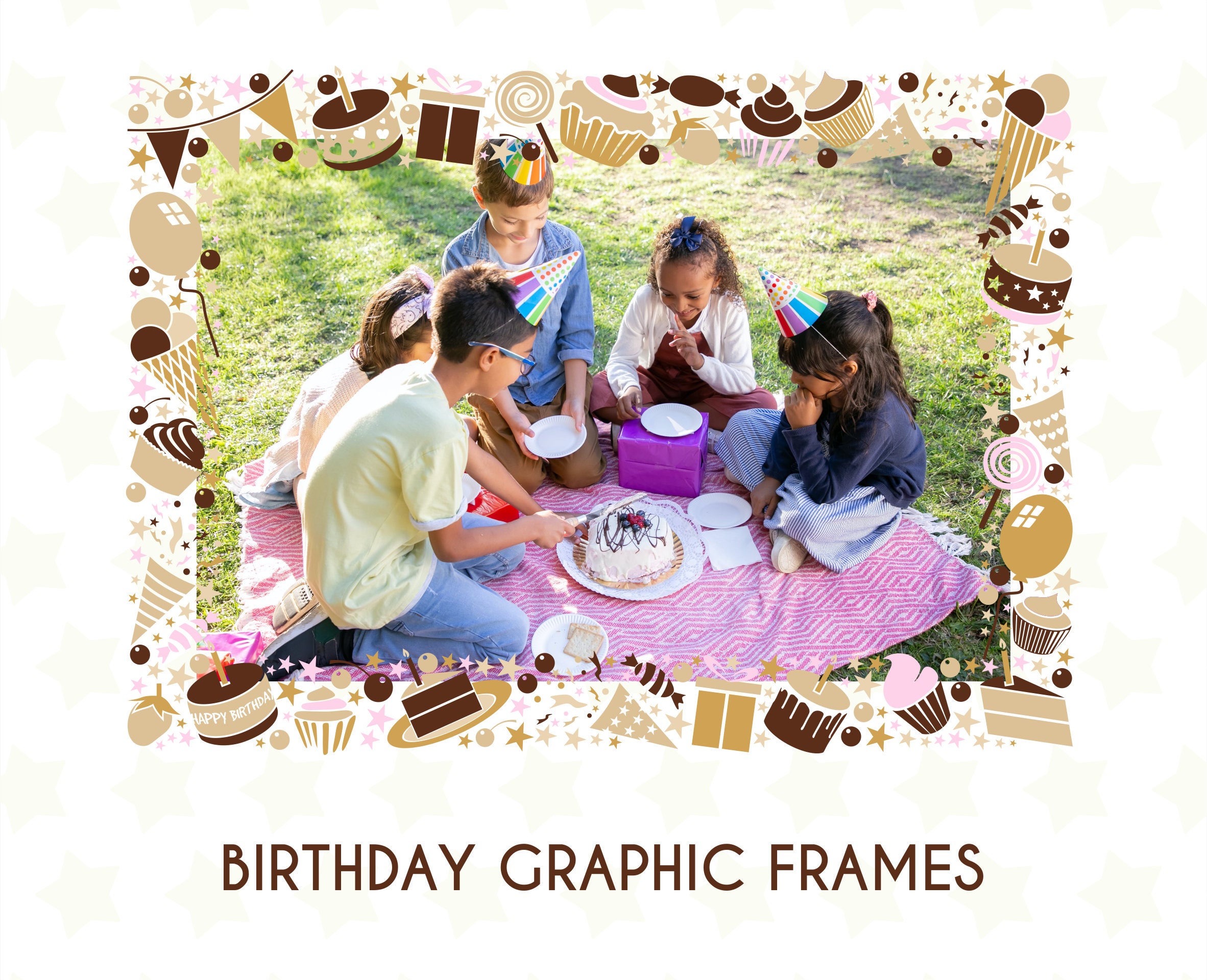 Birthday Colorful PNG and SVG Frames. Birthday Digital Frame Art ...