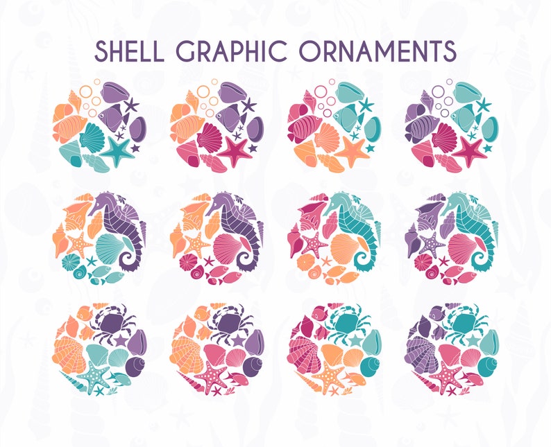 Summer Ocean Clipart for Digital Decorating. Under the Sea SVG Rounded ...