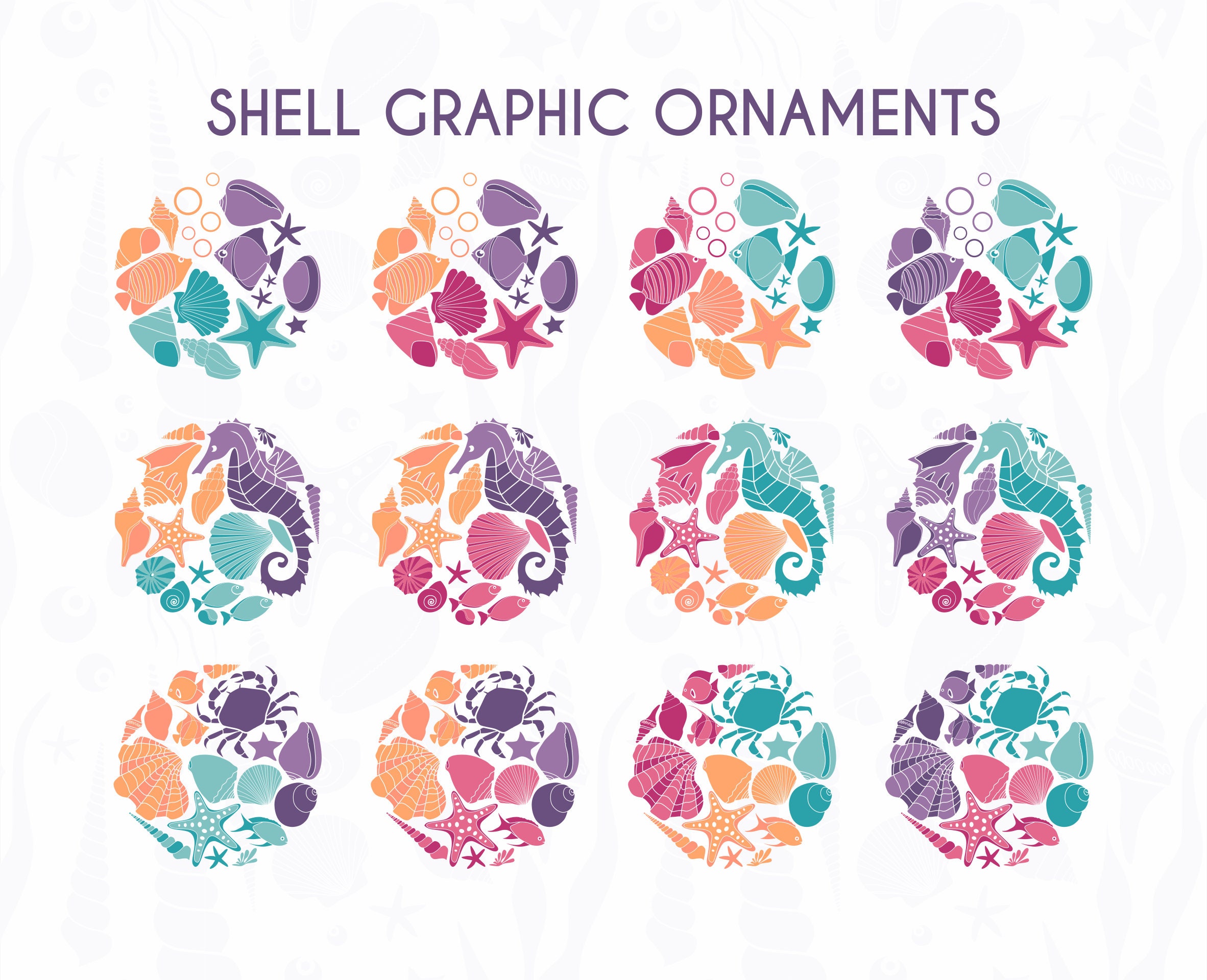 Summer Ocean Clipart for Digital Decorating. Under the Sea SVG Rounded ...