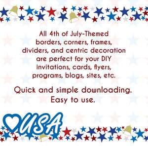 Independence Day Red and Blue Graphic Frame Elements. Unique 4th of ...