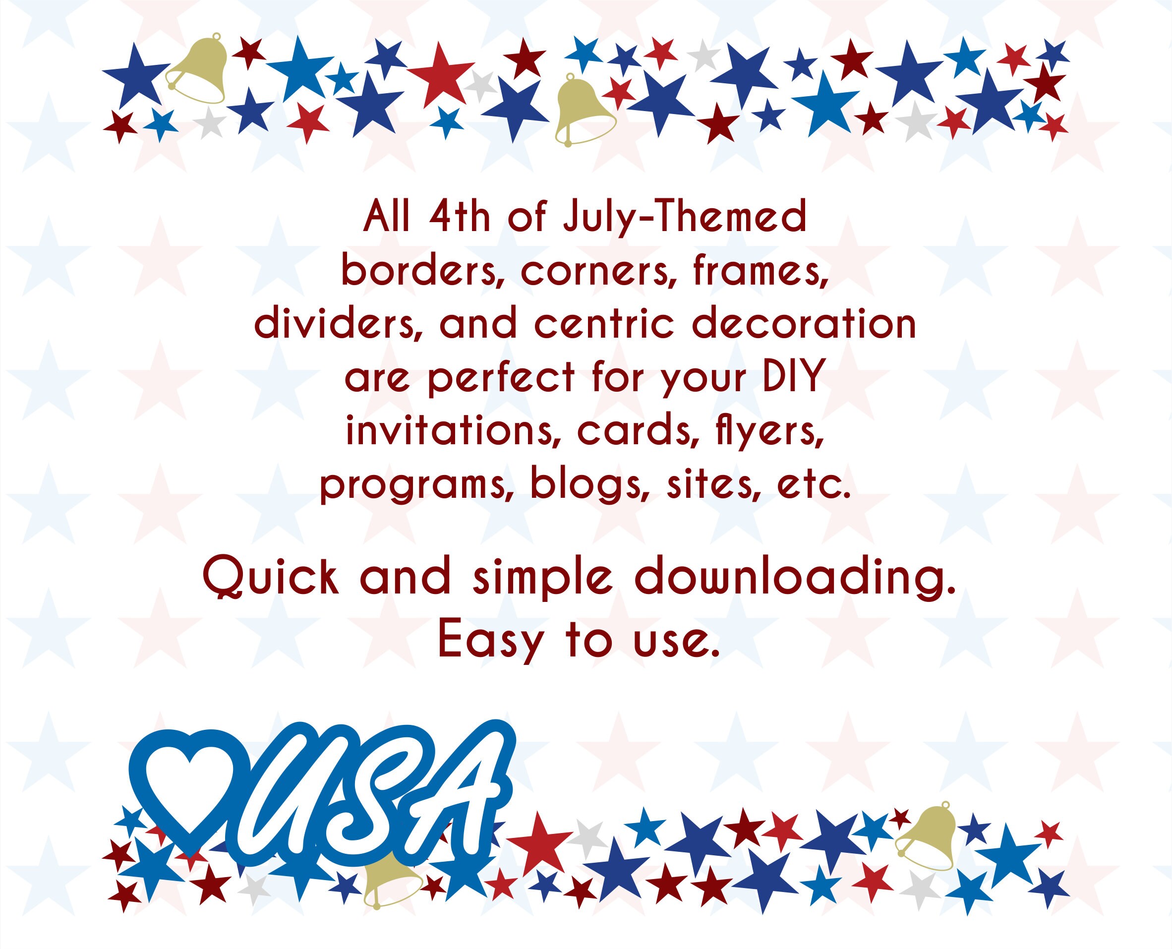 Independence Day Red and Blue Graphic Frame Elements. Unique 4th of ...