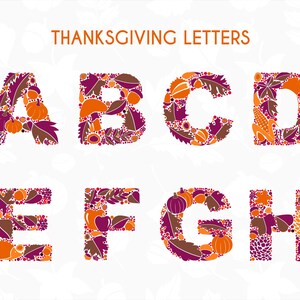 Thanksgiving Alphabet Letters Set. Colorful Autumn ABC Fonts. Harvest ...