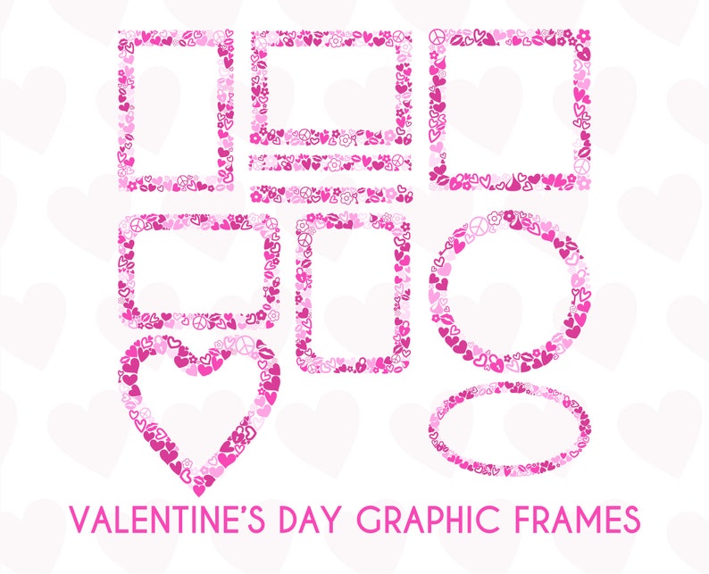 Valentine's Day Frames SVG Clip Art. Love Framing Graphic Elements in ...