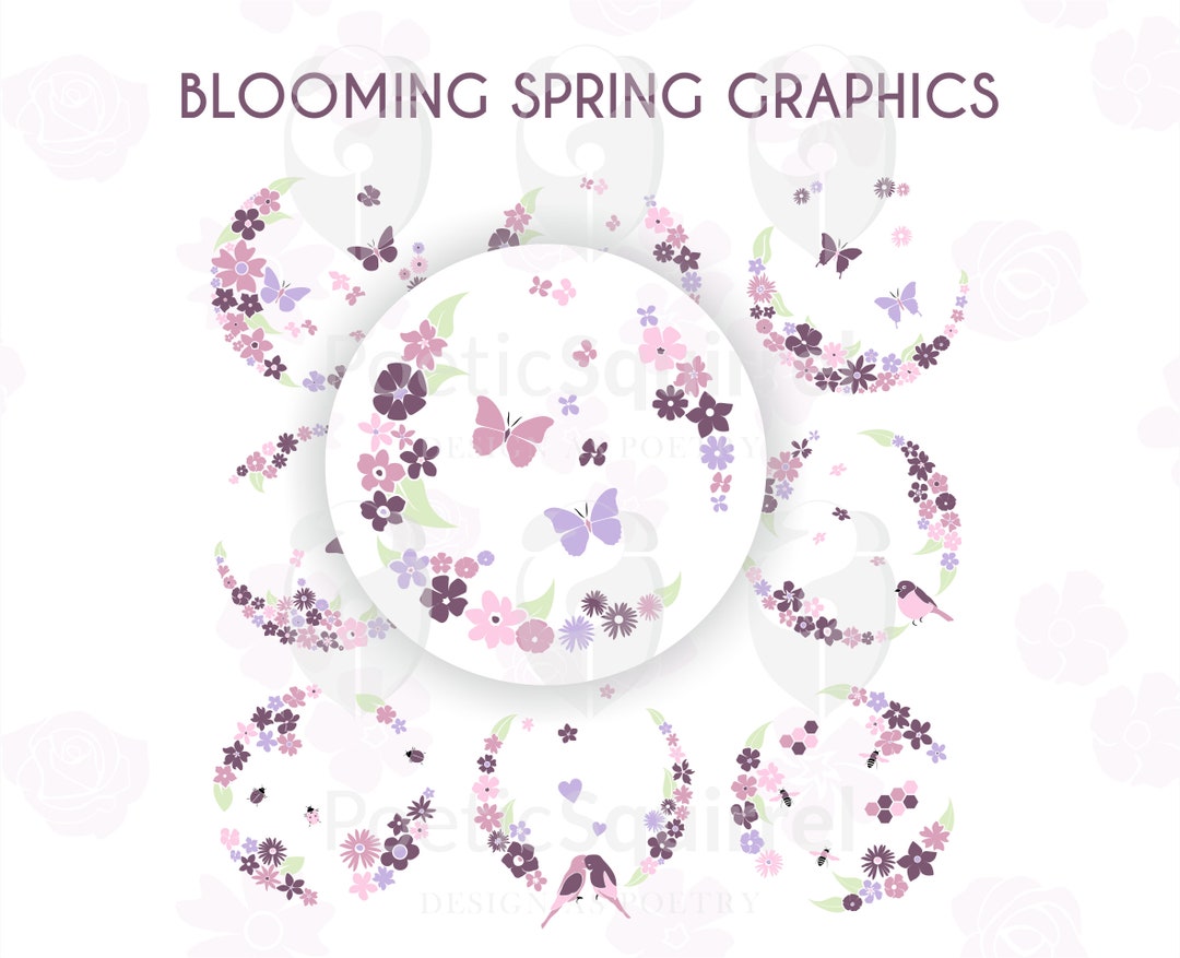 Spring Circle Form Shapes PNG Clip Art. Spring High-resolution - Etsy