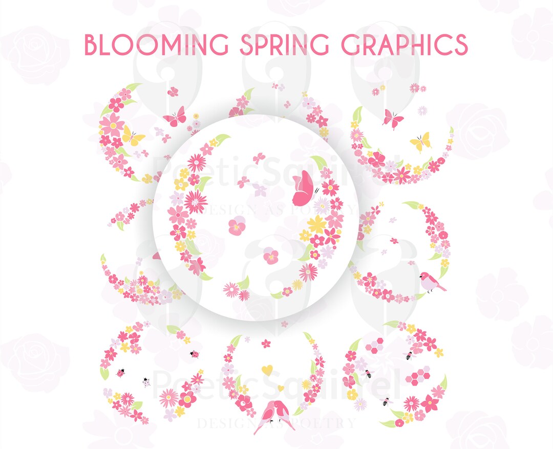 Spring Bubbles Clipart for Sublimation. Colorful Flowers - Etsy