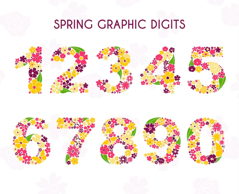 Spring Birthday Numbers SVG. Floral PNG Digits Sublimation. Flower ...