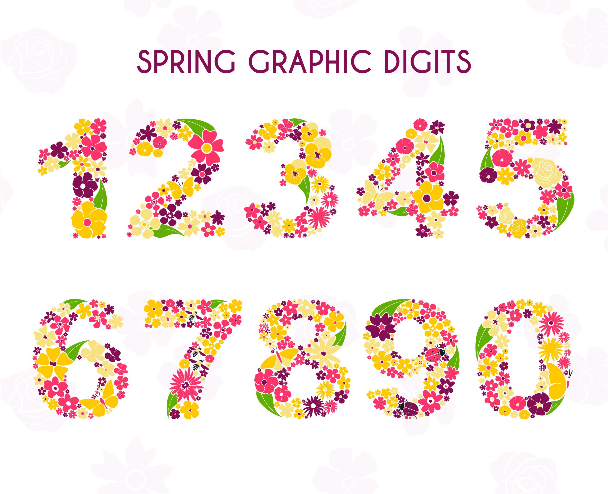 Spring Birthday Numbers SVG. Floral PNG Digits Sublimation. Flower ...