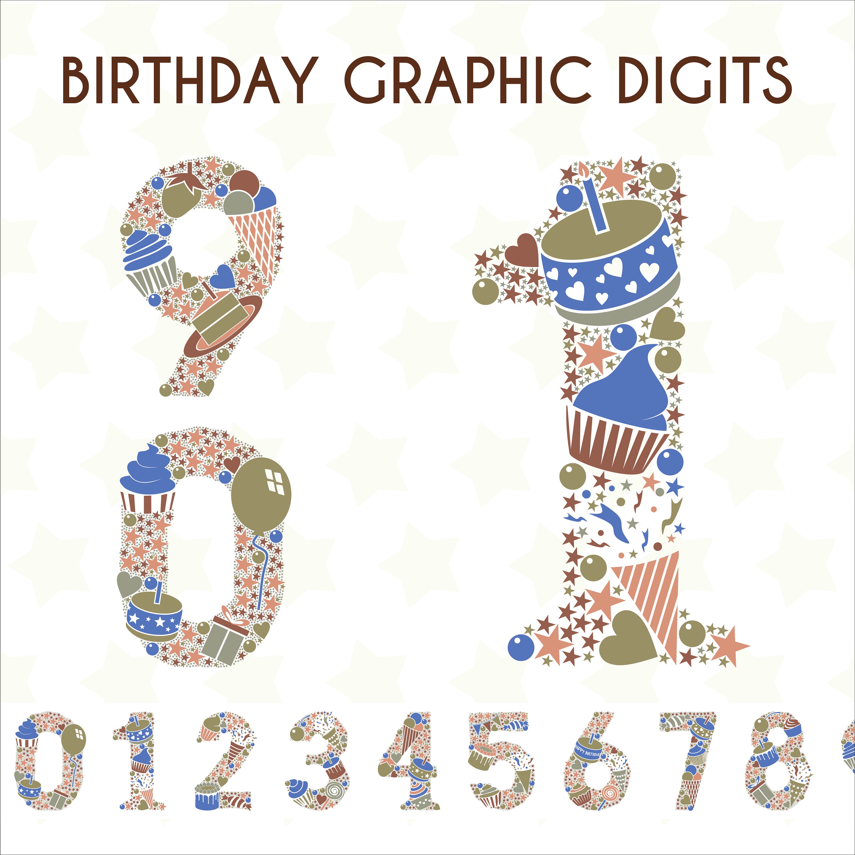 Birthday Numbers PNG and SVG Clipart. 0-9 Birthday Digits Clip Art ...