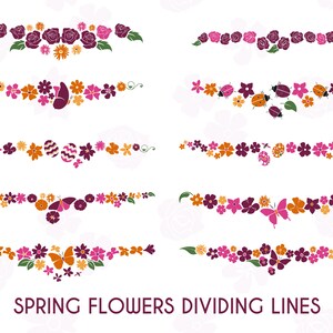 Floral SVG Colorful Text Dividers. Spring Elements Digital Dividing ...