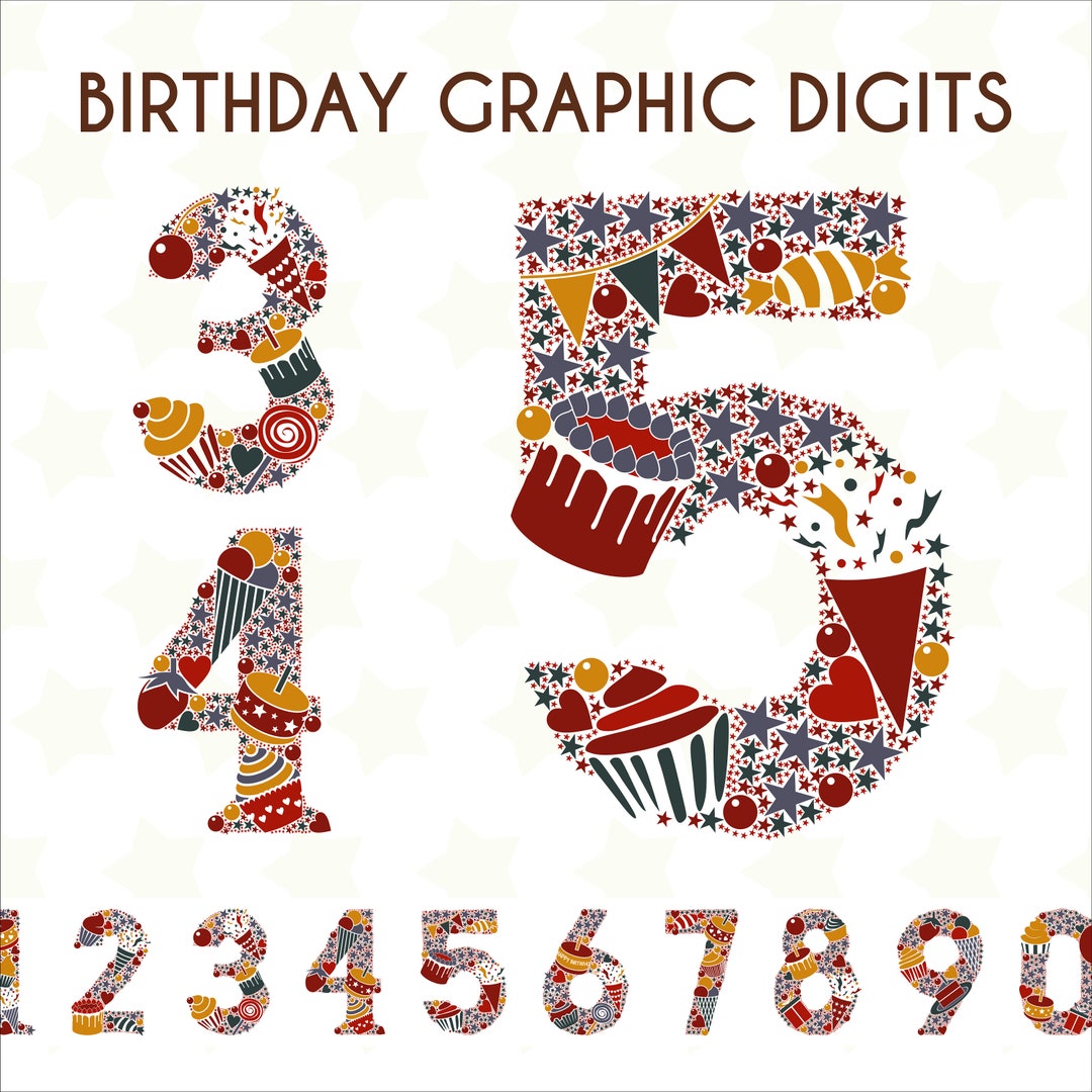 Clipart Digits for Decorating Birthday Cards. SVG Numbers for ...